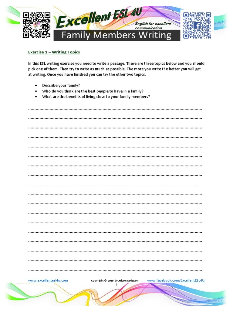 ESL Family Members Writing Worksheet | PDF | Same Sex Marriage | Marriage