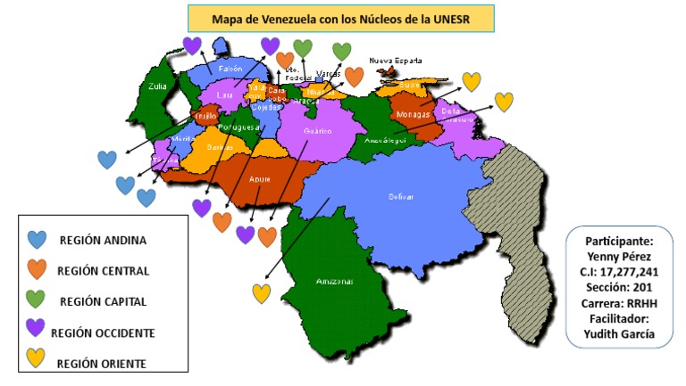 Mapa de Vzla Con Los Nucleos Unesr | PDF
