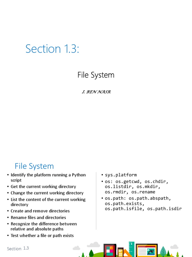 Section 1.3:: File System | PDF | Filename | Python (Programming Language)
