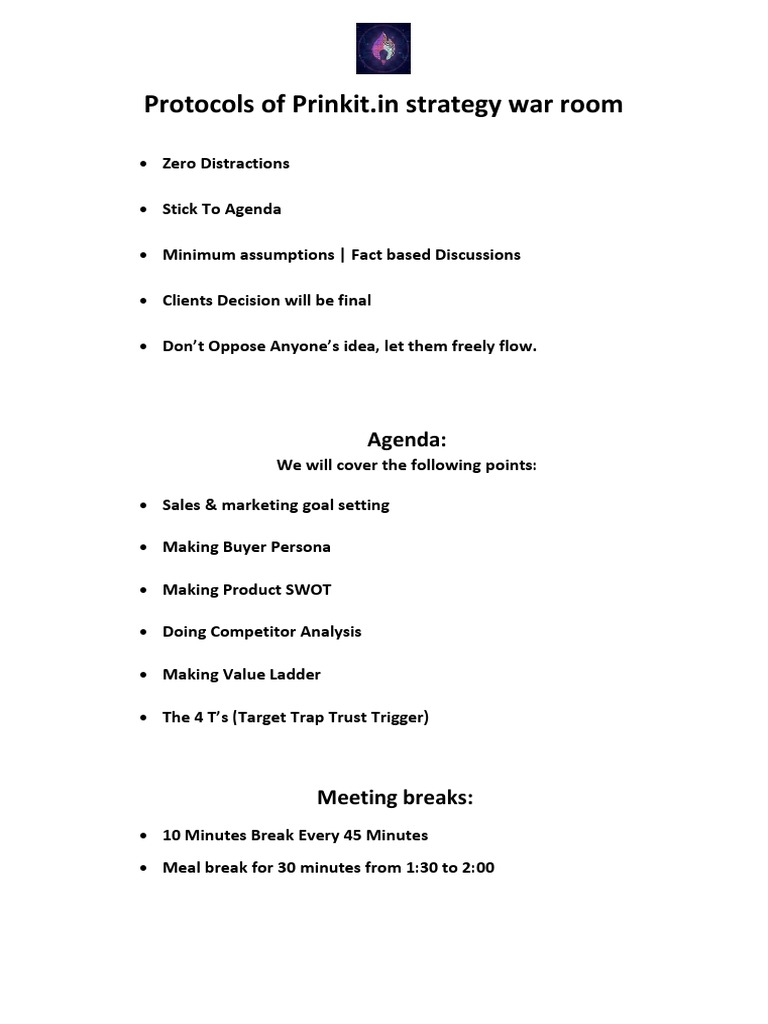Strategic Planning War Room Protocols | PDF