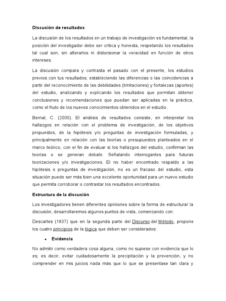 Discusión de Resultados, Conclusiones y Recomendaciones | PDF ...