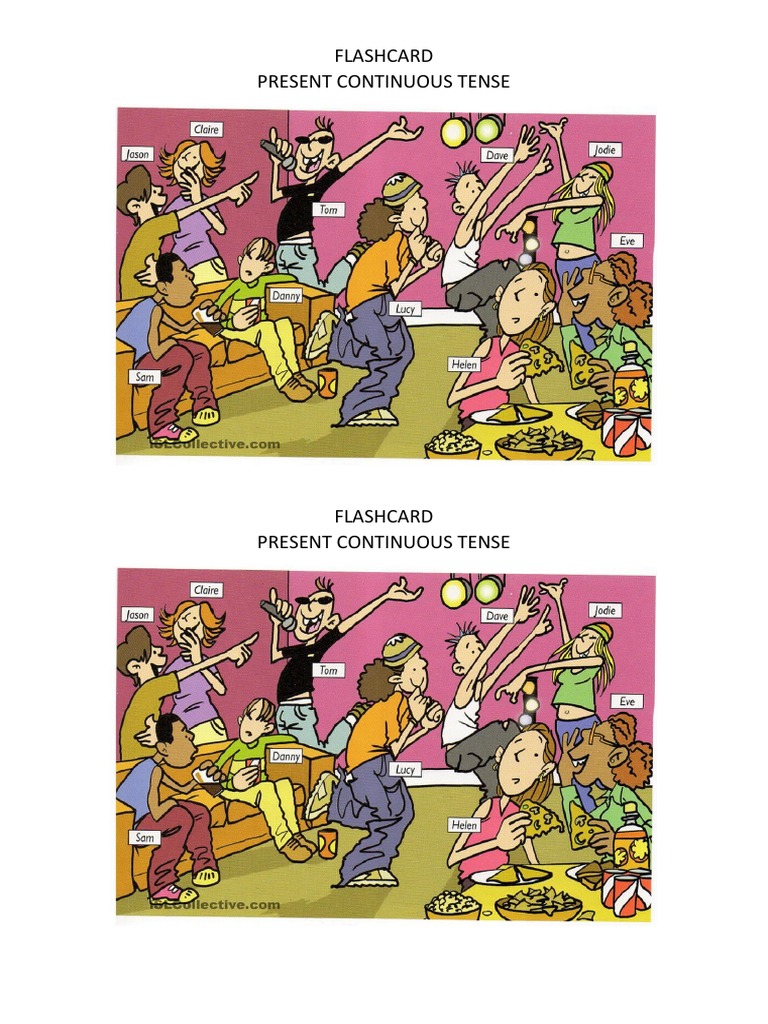 Flash Cards - Present Continuous Tense | PDF