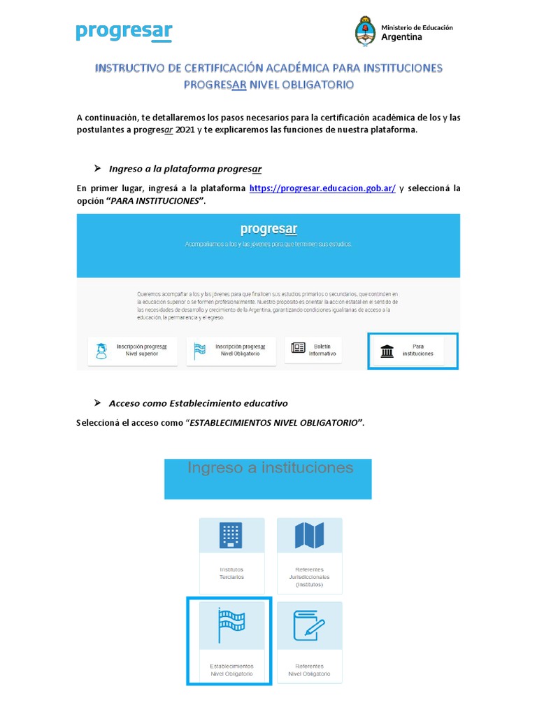 Instructivo Certificación Progresar 2020 | PDF | Crecimiento personal y profesional | Negocios