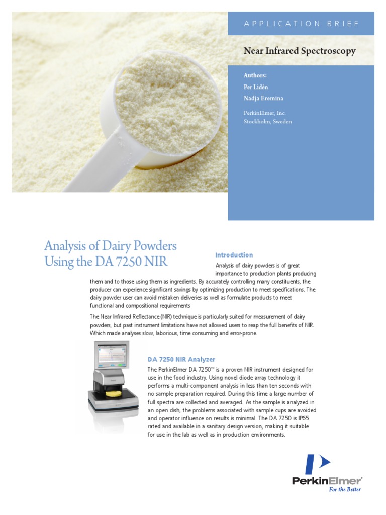 ABR Analysis of Dairy Powders Using The DA7250 NIR Analyzer 28828 | PDF | Infrared | Scientific ...