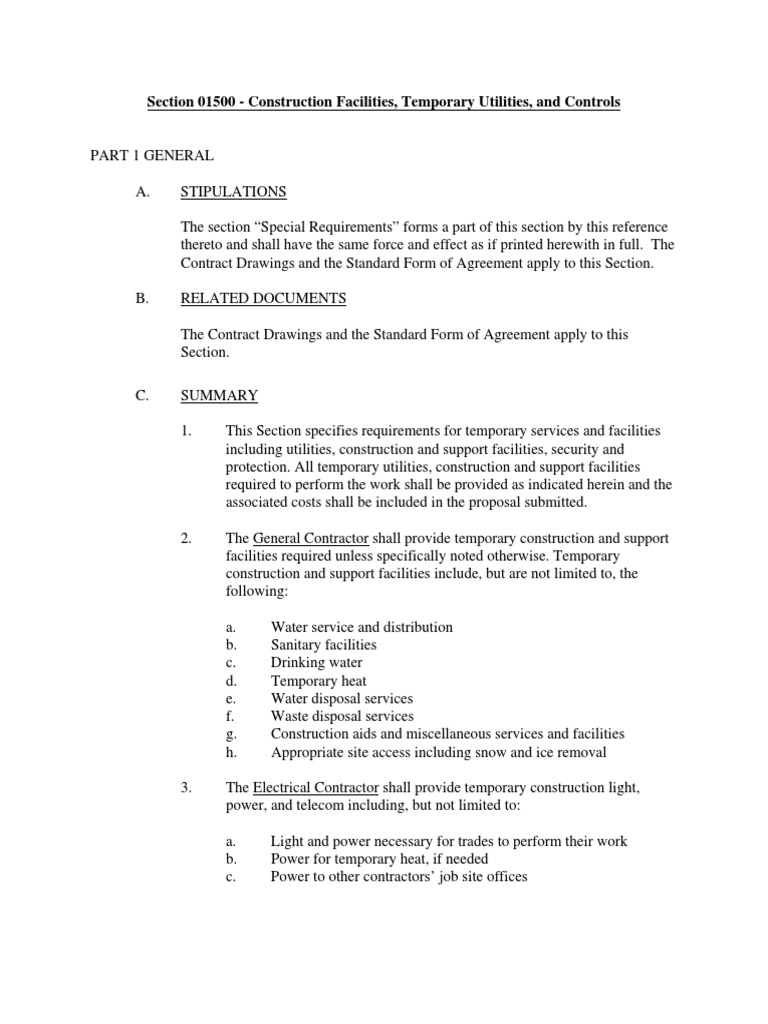 Construction Facilities, Temporary Utilities, and Controls | PDF ...