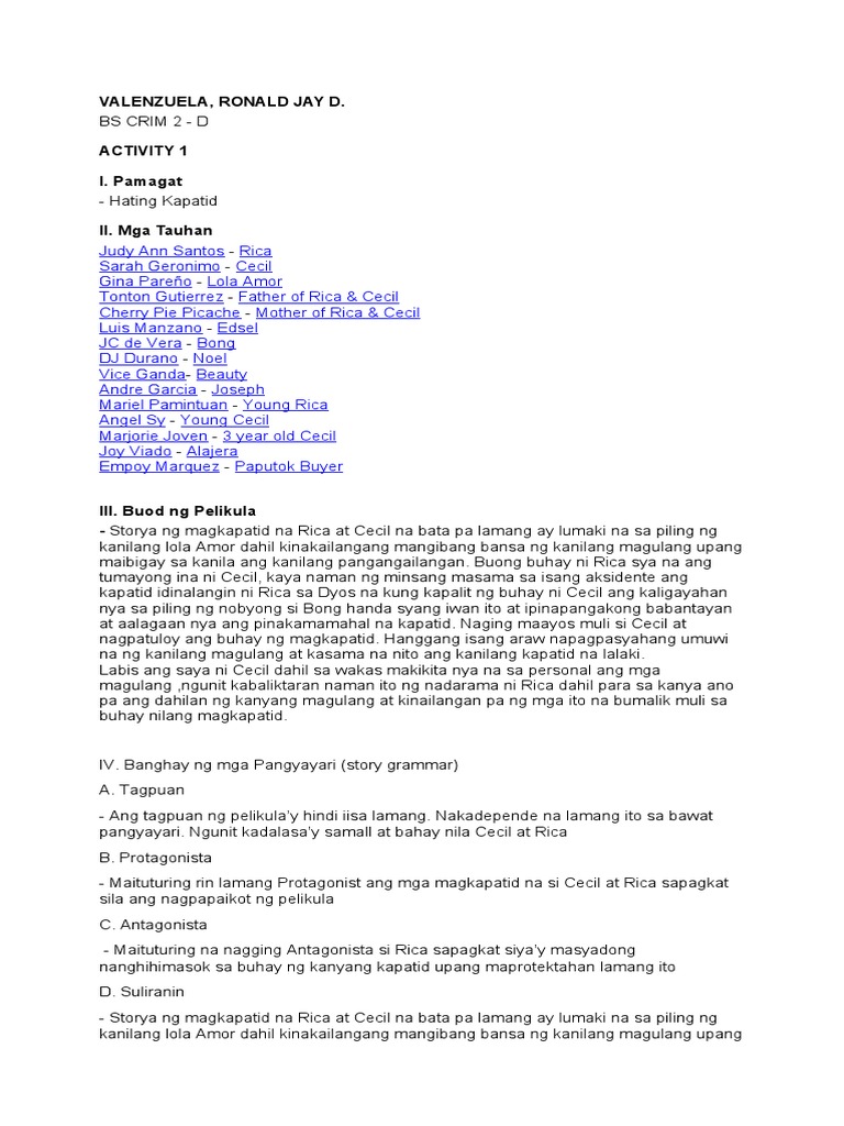 Hating Kapatid | PDF