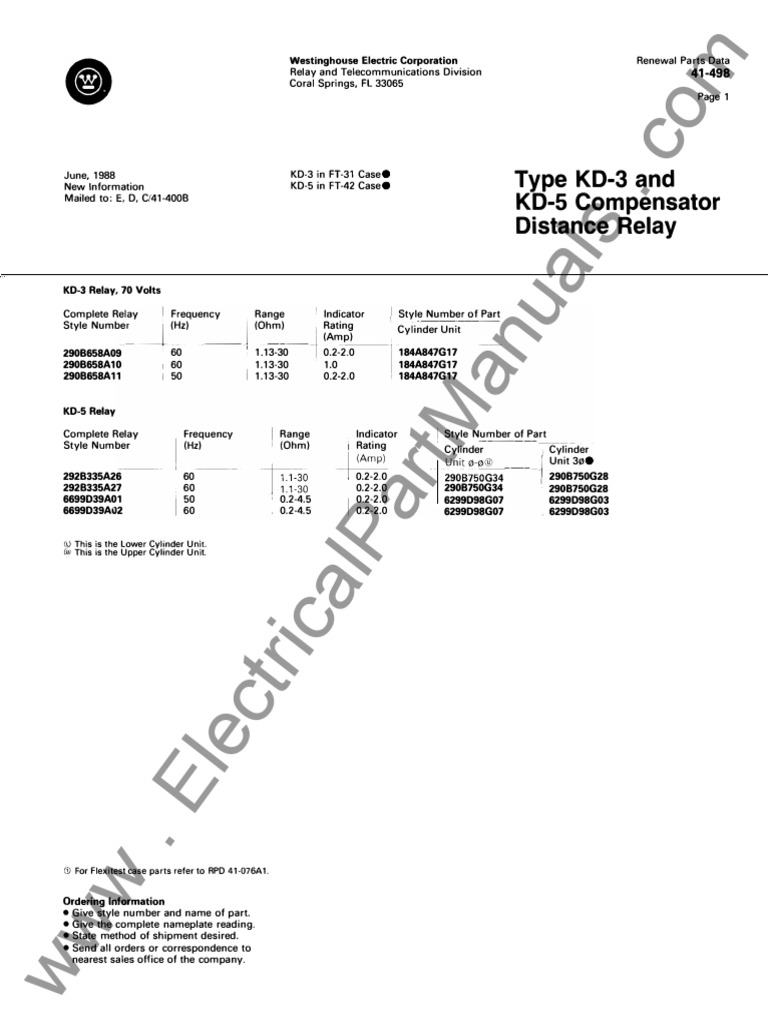 Type KD-3 and KD-5 Compensator Distance Relay: This Is The Lower ...