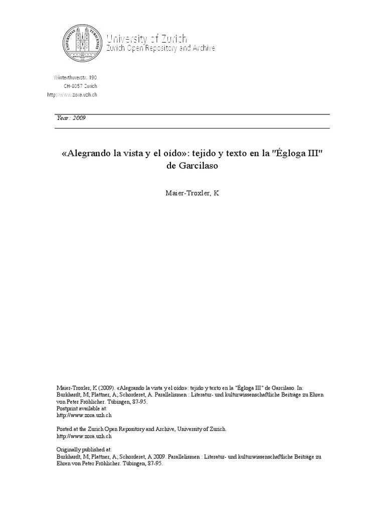 Tejido y Texto en Égloga III | PDF | Poesía | Artes (general)
