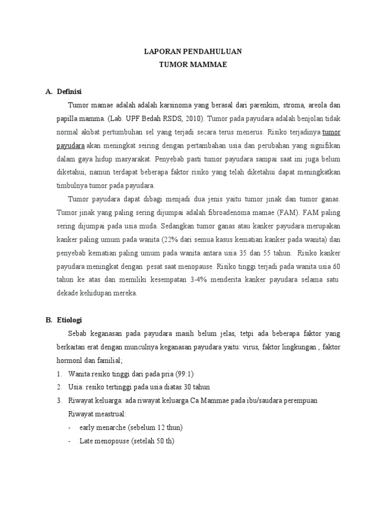 Askep Tumor Mamae Dengan Pathway | PDF