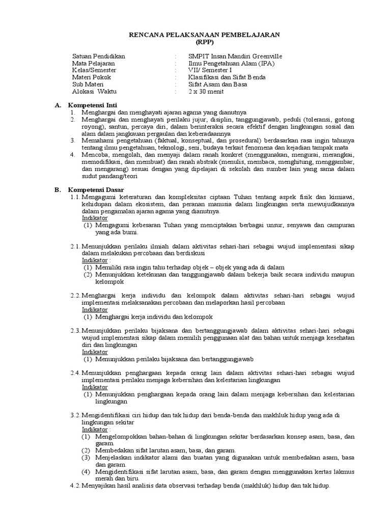 RPP Praktikum IPA Asam Basa | PDF