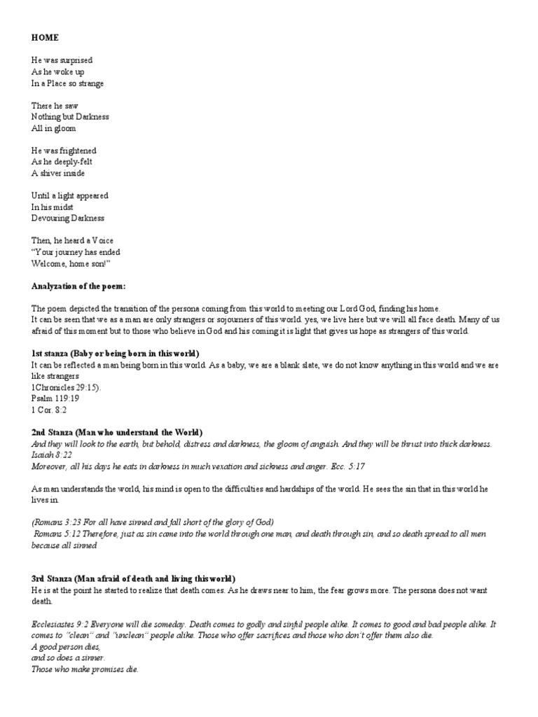 Analyzation of The Poem - HOME | PDF | Eternal Life (Christianity ...