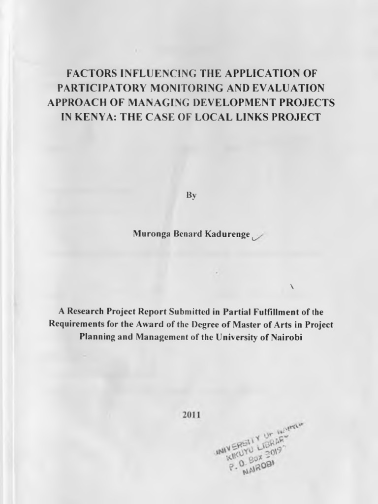 Muronga - Factors Influencing The Application of Participatory ...