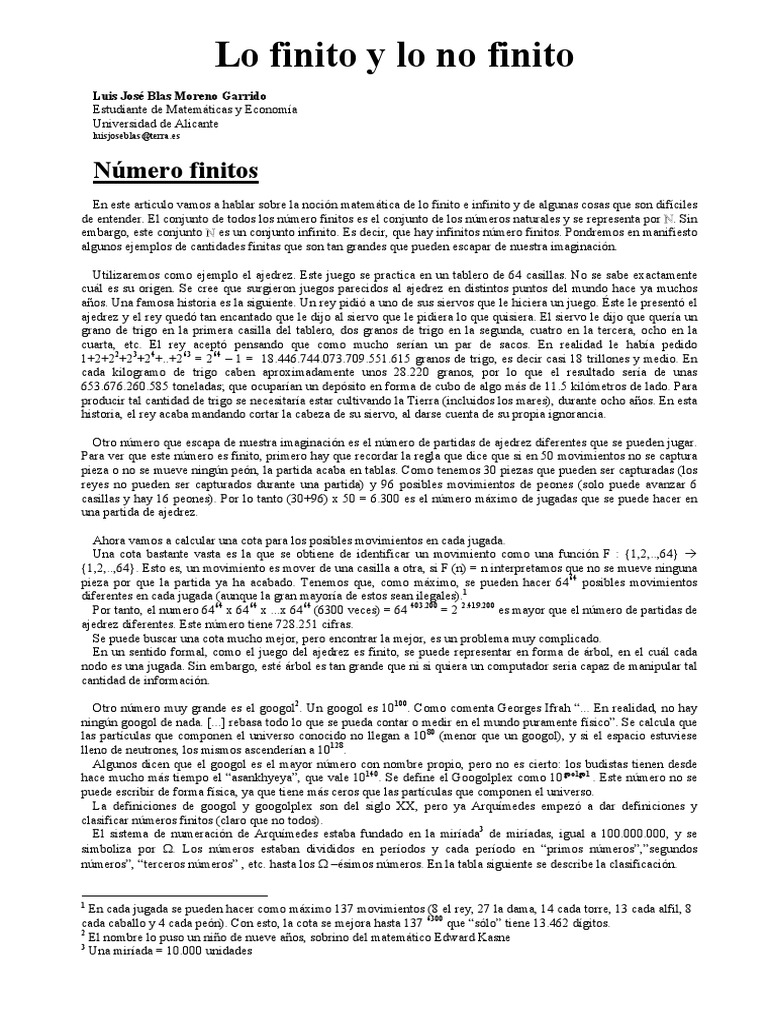 Finito | PDF | Conjunto (Matemáticas) | infinito