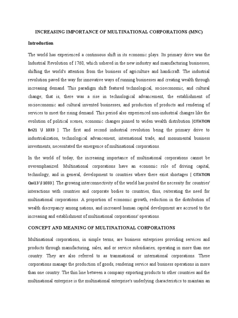 Increasing Importance of Multinational Corporations | PDF | Multinational Corporation ...