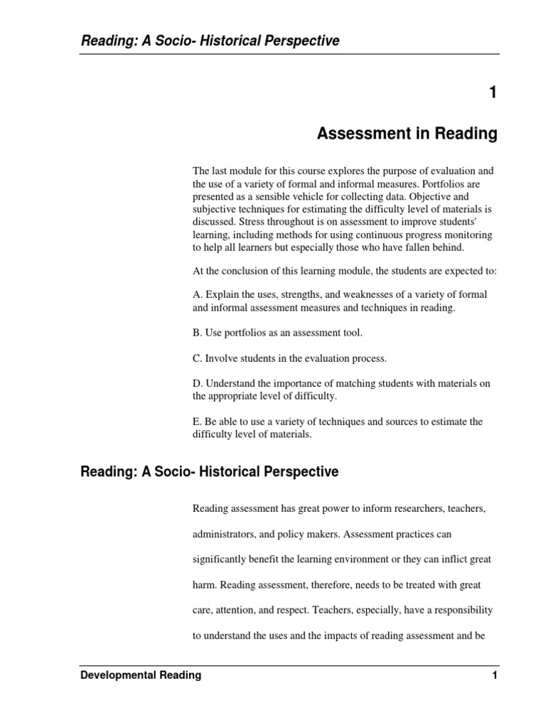Reading Assessment Strategies Explained | PDF | Educational Assessment ...