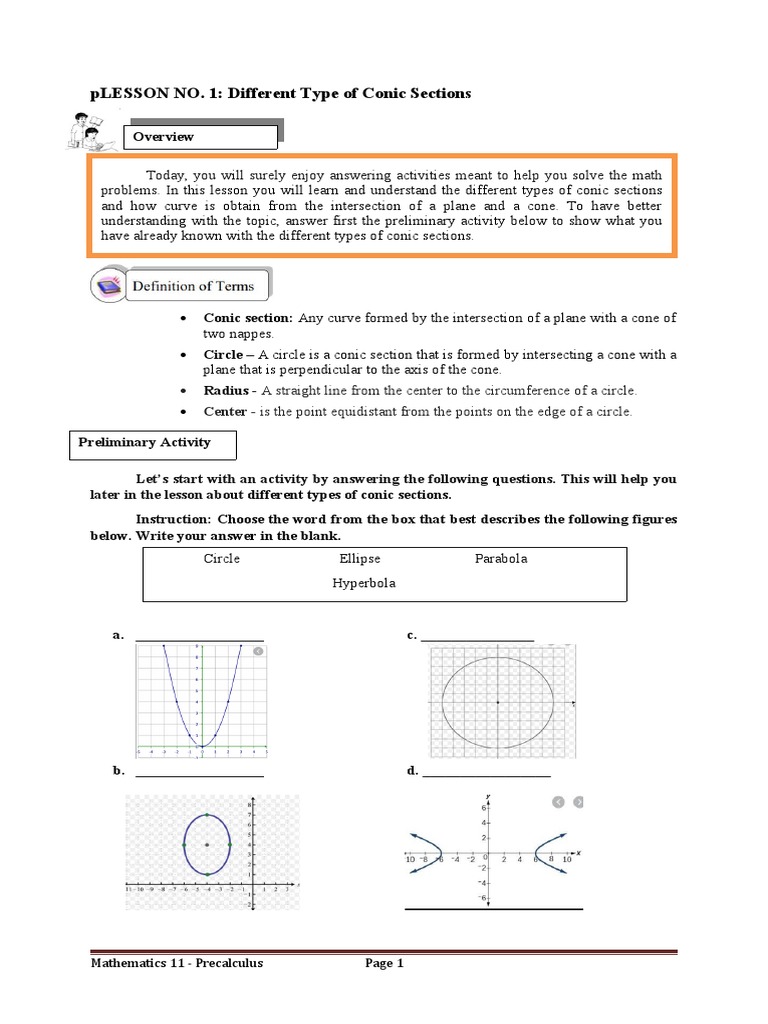 Precalculus-Grade 11-Quarter 1-Module1-Week 1 | PDF | Ellipse ...