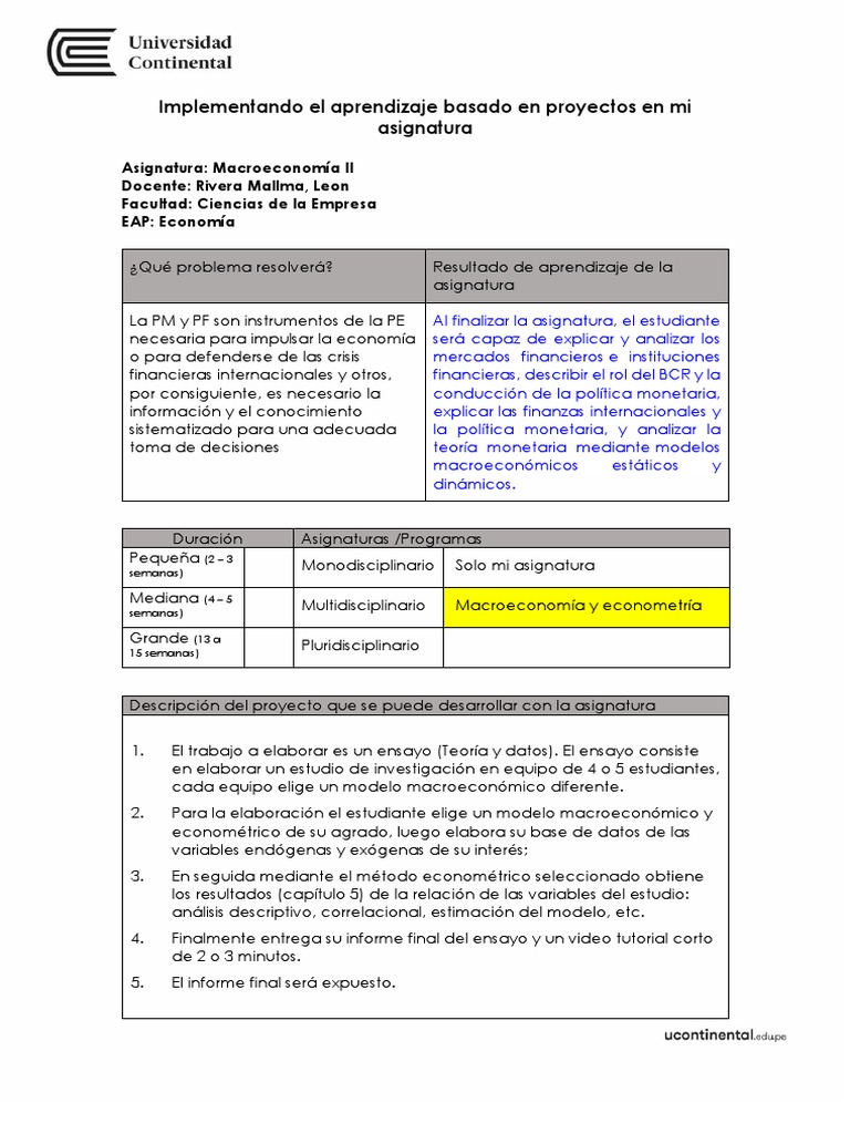 Hoja de Trabajo - Proyectos - Macro 2 | PDF | Econometría | Macroeconómica