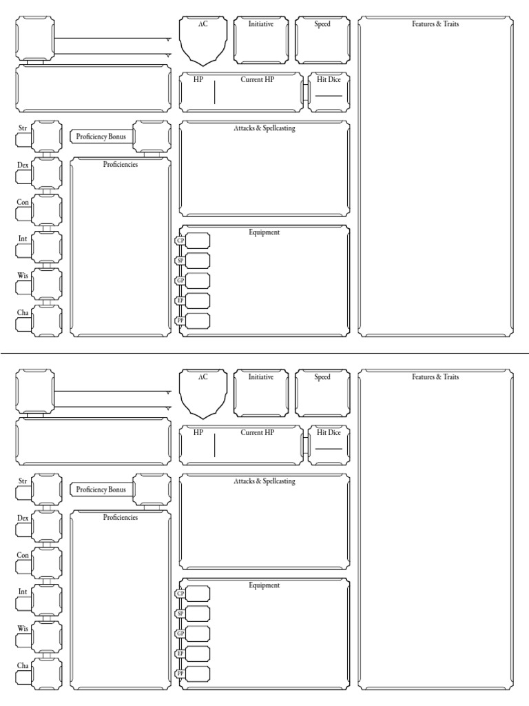 Condensed NPC Character Sheet 5E | PDF
