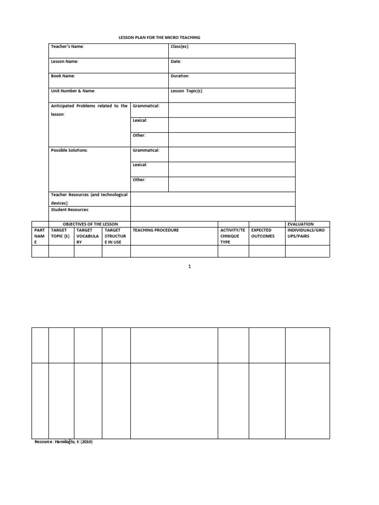 Micro Teaching Lesson Plan Guide | PDF