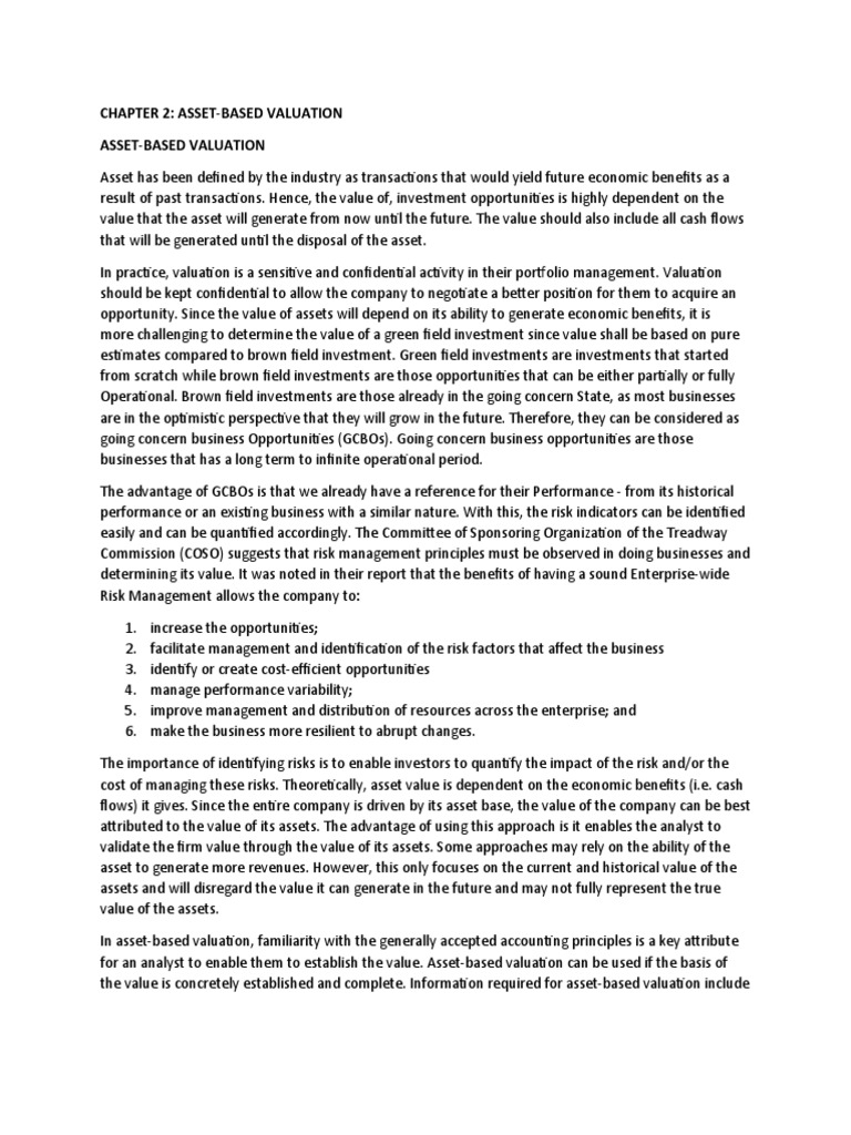 Chapter 2: Asset-Based Valuation Asset-Based Valuation | PDF | Book Value | Balance Sheet