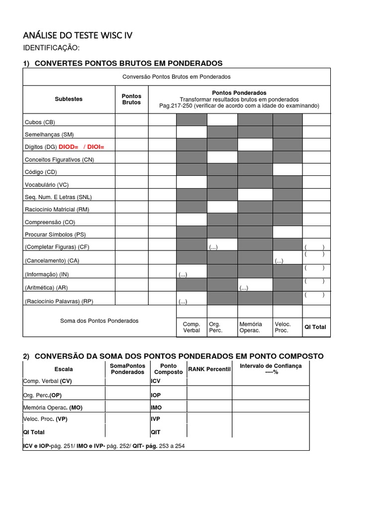 Análise do Teste WISC IV | PDF | Observação científica | Probabilidade ...