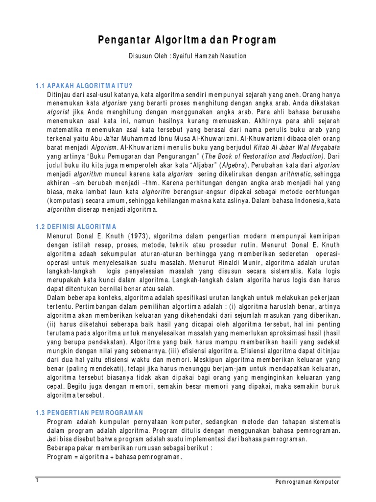 Pengantar Algoritma Dan Program | PDF