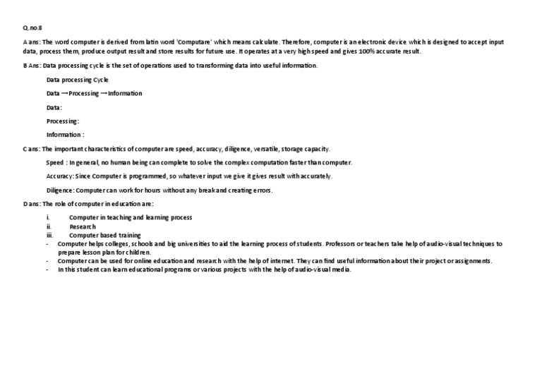 Class 7 Computer Chapter 1 Q&A | PDF