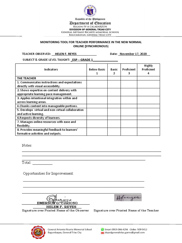 Observation Tools For Teachers | PDF | Pedagogy | Learning
