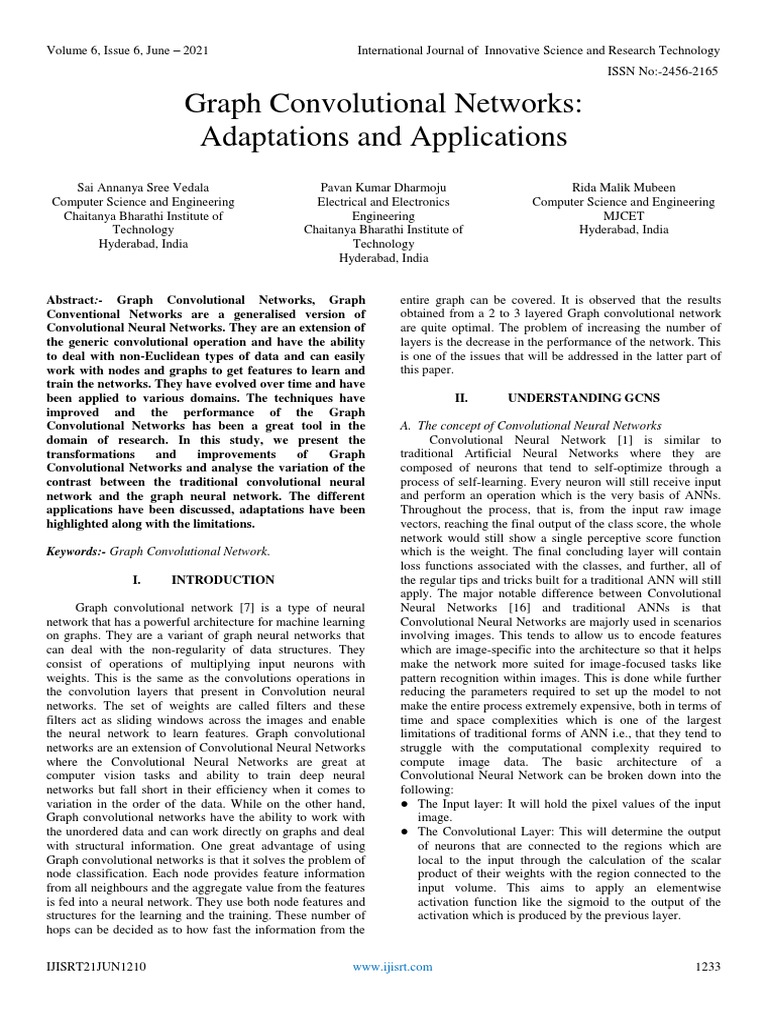 Graph Convolutional Networks Adaptations and Applications | PDF ...