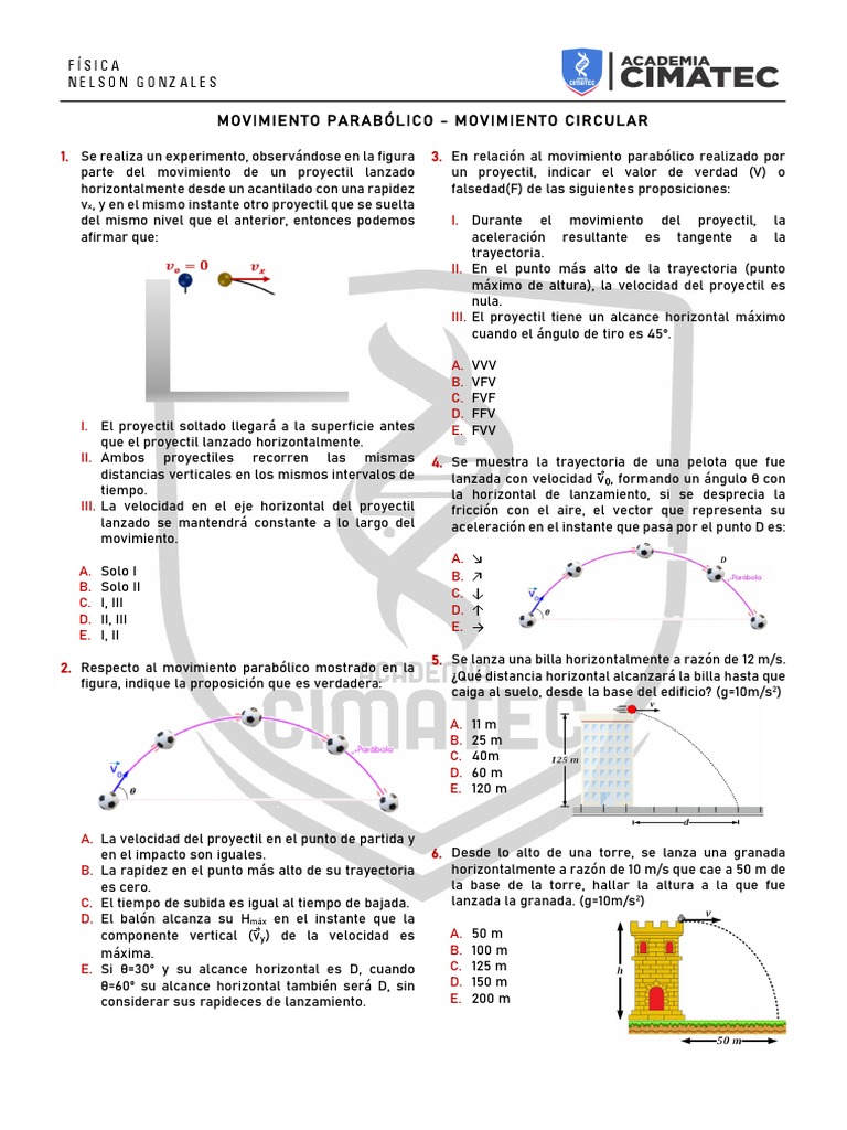 Semana 3A | Descargar gratis PDF | Proyectiles | Velocidad