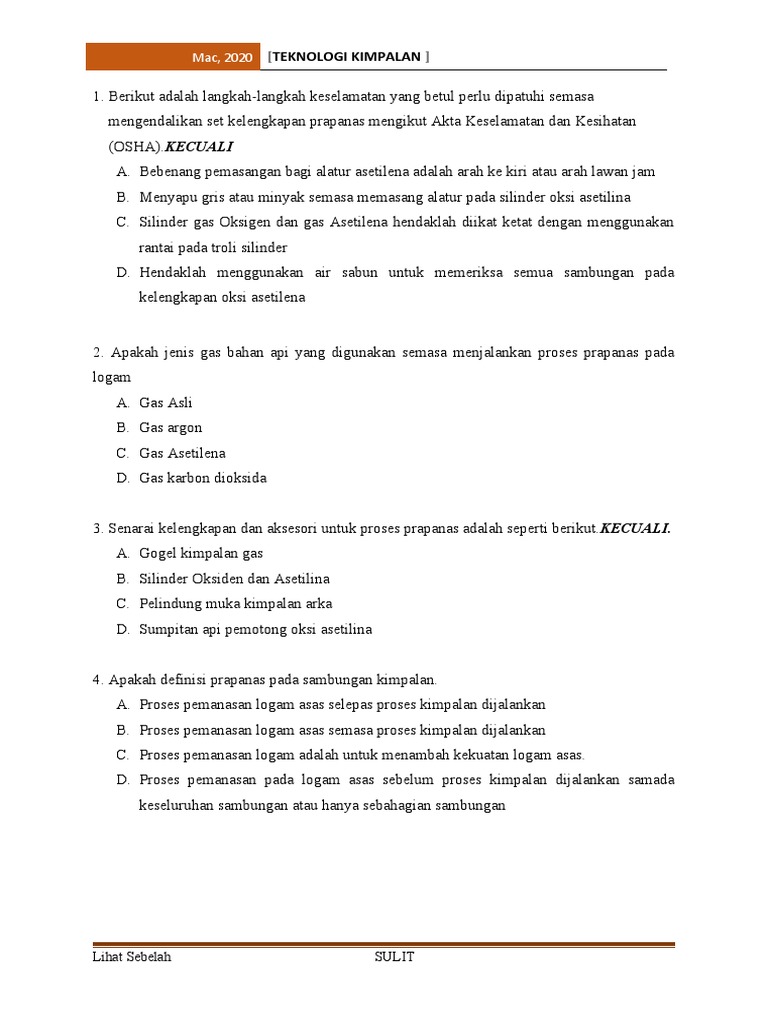 Latihan Ulangkaji Smaw | PDF