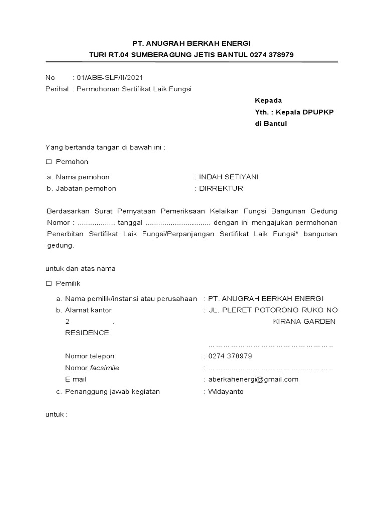 2 Formulir Permohonan SLF | PDF