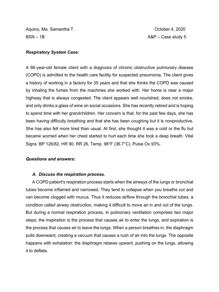 Case Study 5 (Respiratory) - COPD | PDF | Respiratory Tract | Lung