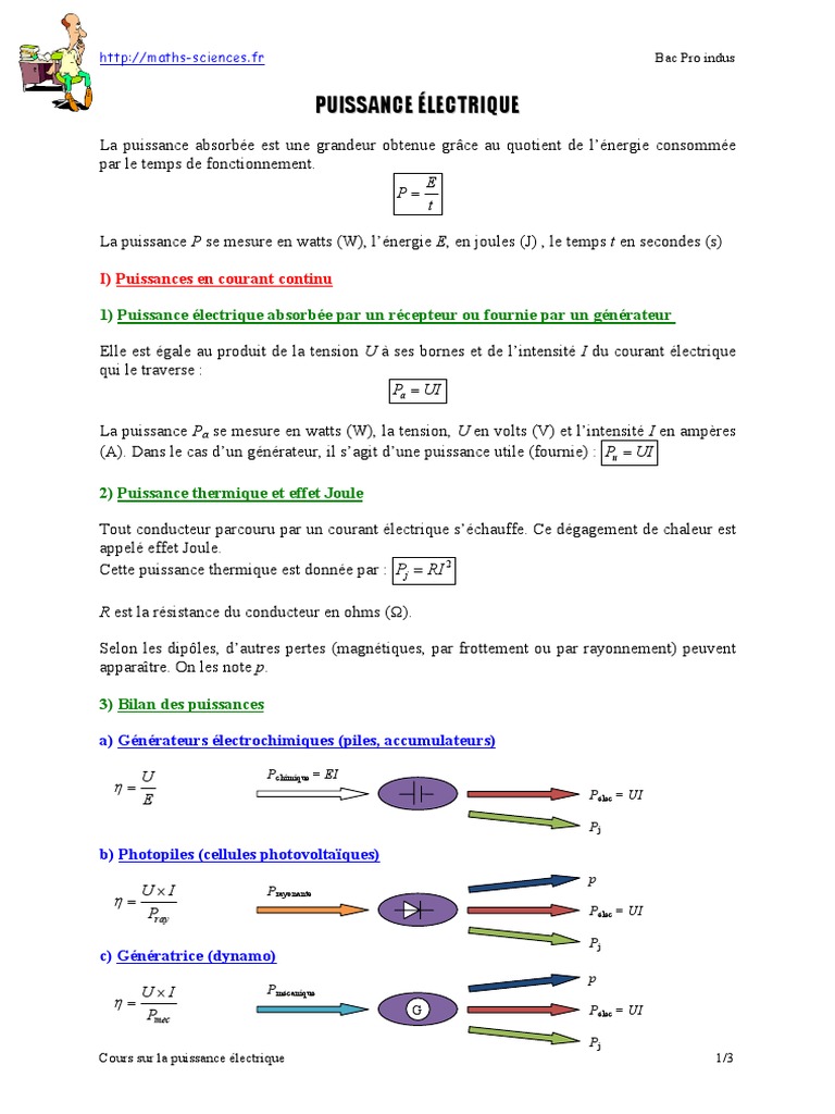 Cours Puissance Electrique Bac Pro Industriel | PDF | Puissance ...