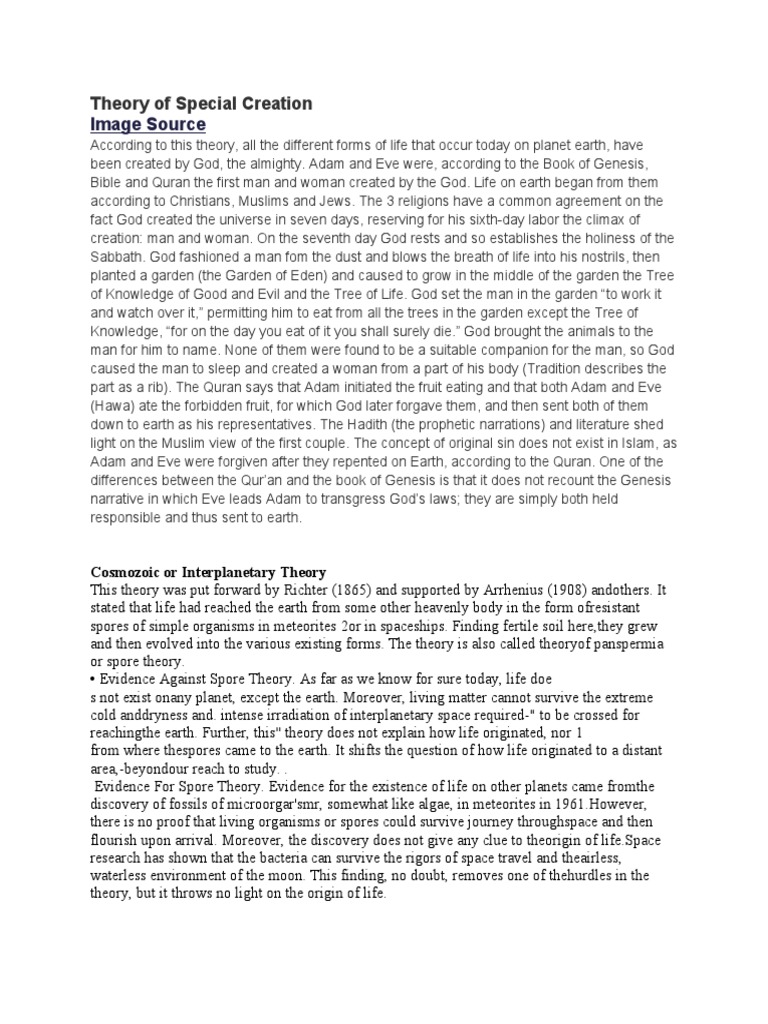 Image Source: Theory of Special Creation | PDF | Creationism | Adam And Eve