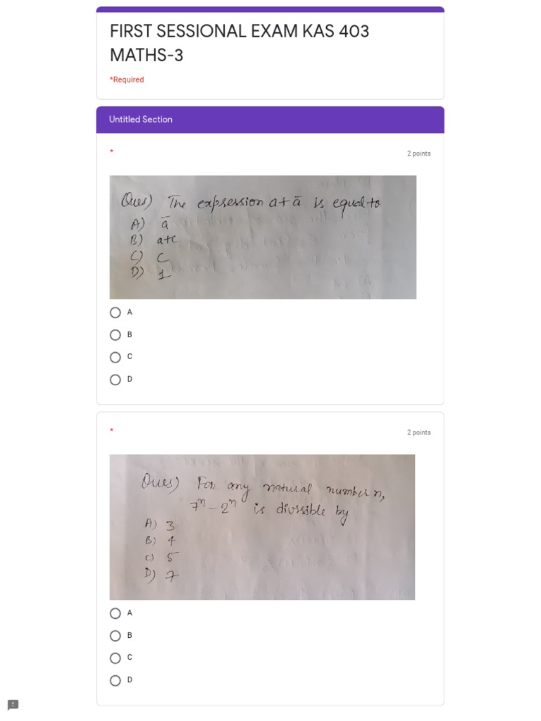 First Sessional Exam Kas 403 Maths-3 | PDF