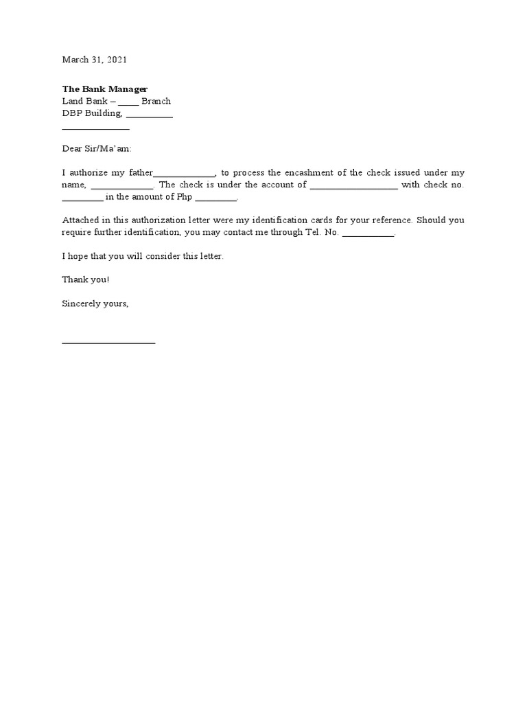 Authorization Letter - Land Bank | PDF