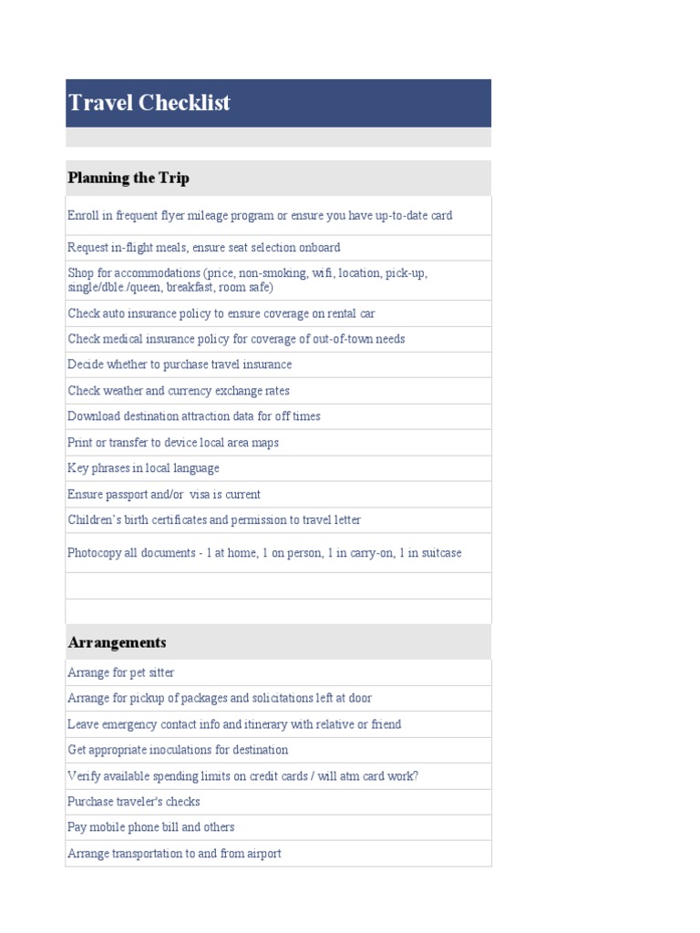 Travel Preparation Guide | PDF | Baggage | Laptop