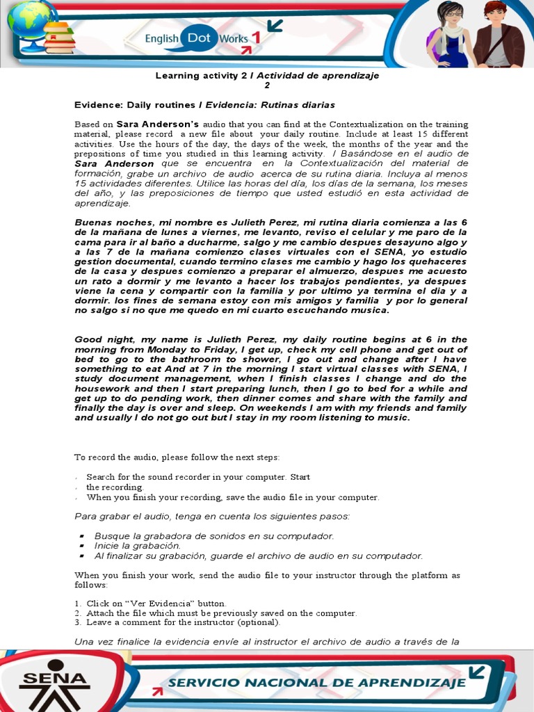 Evidence Daily Routines | PDF | Crecimiento personal y profesional
