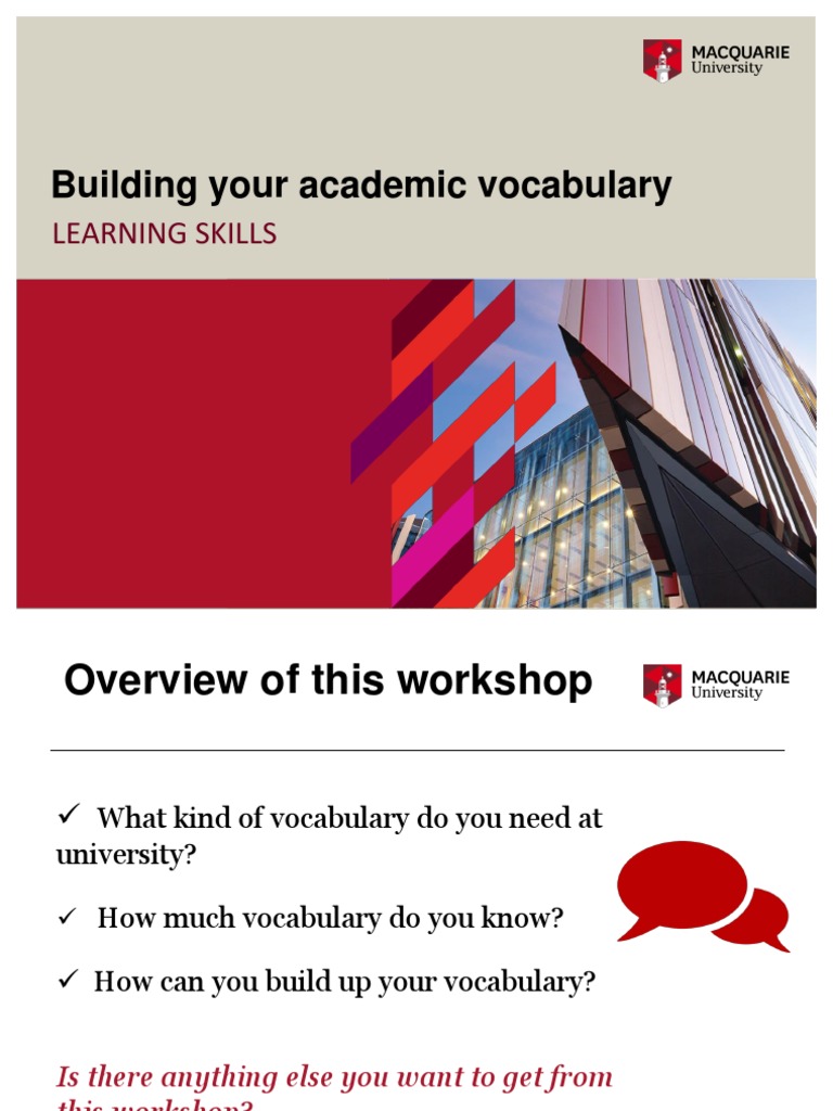 Building Your Academic Vocabulary: Learning Skills | PDF | Vocabulary ...
