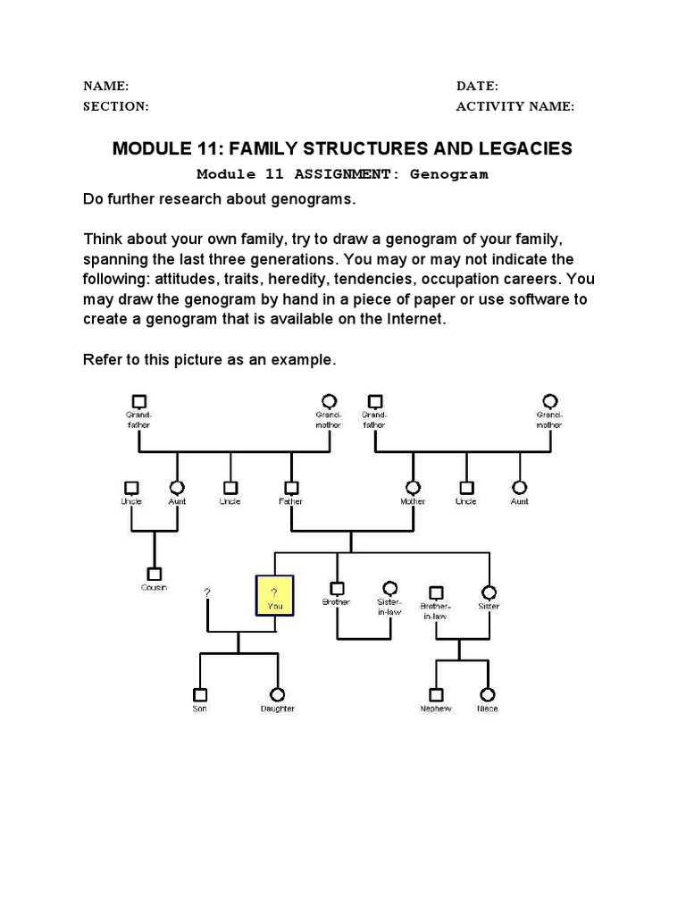 Genogram Assignment: Family Analysis | PDF