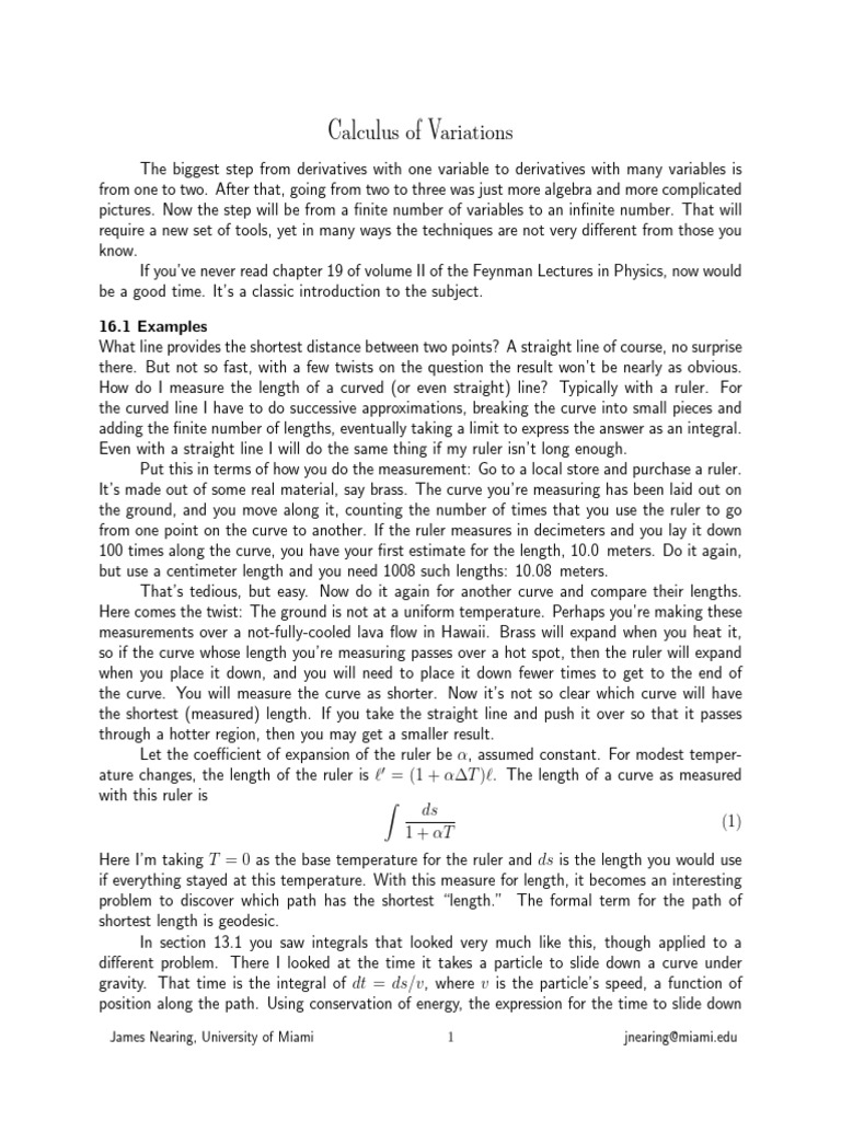 Calculus of Variations | PDF | Calculus Of Variations | Derivative