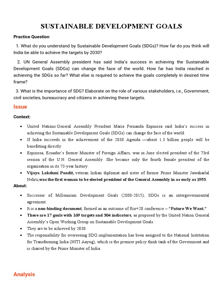 Sustainable Development Goals: Issue | PDF | Renewable Energy ...