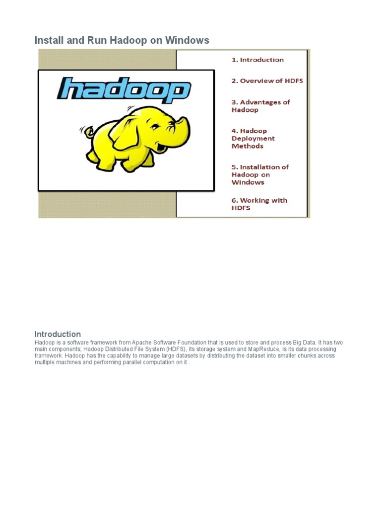 Install and Run Hadoop On Windows | PDF | Apache Hadoop | Computer Cluster