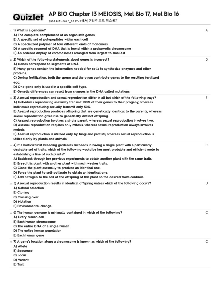 AP Bio Chapter 13 Meiosis, Mel Bio 17, Mel Bio 16 | PDF | Meiosis | Dna ...