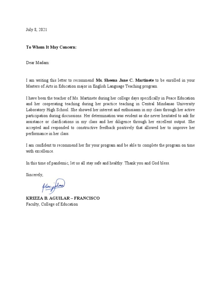 Endorsement Letter Sheena | PDF