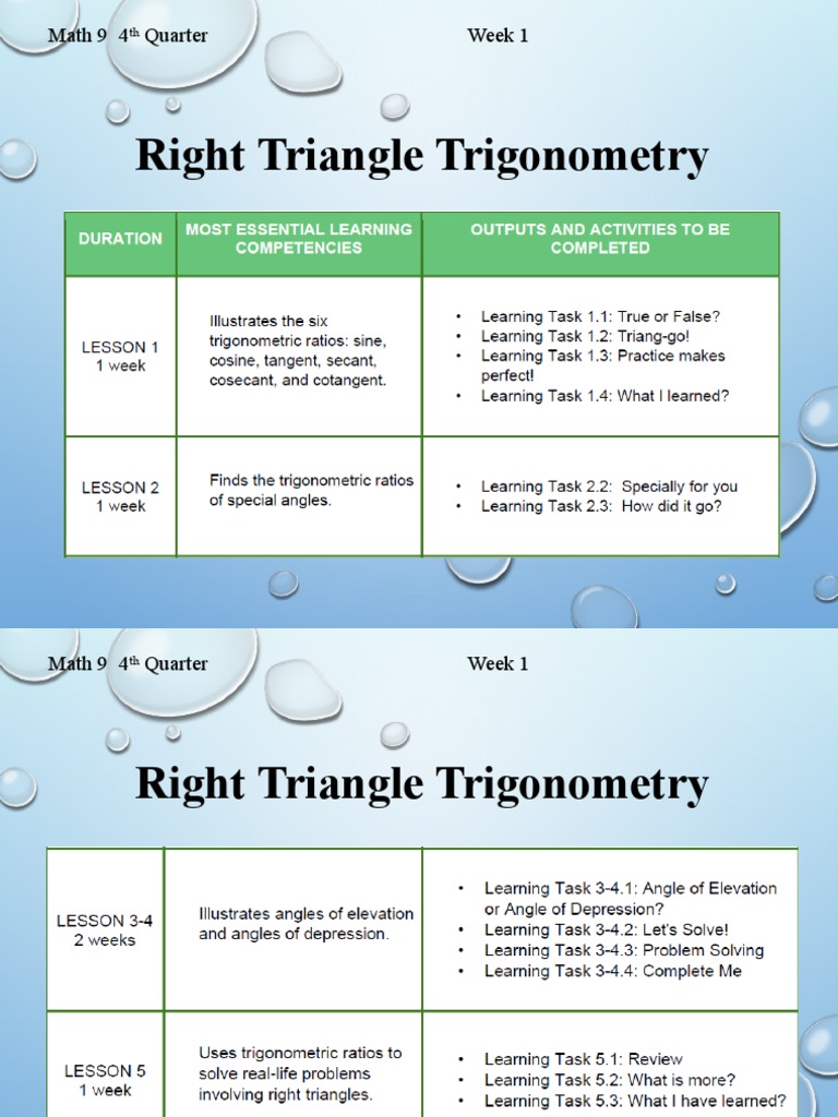 Math 9 4th Quarter Week 1 | PDF | Trigonometric Functions | Sine