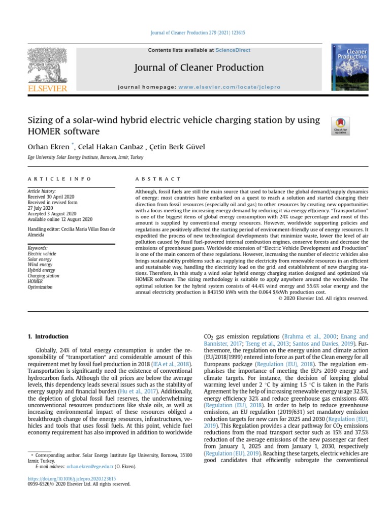 Sizing of A Solar-Wind Hybrid Electric Vehicle Charging Station by ...