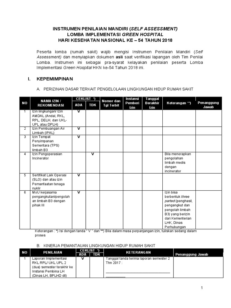 4 Instrumen Penilaian Mandiri Self Assessment | PDF