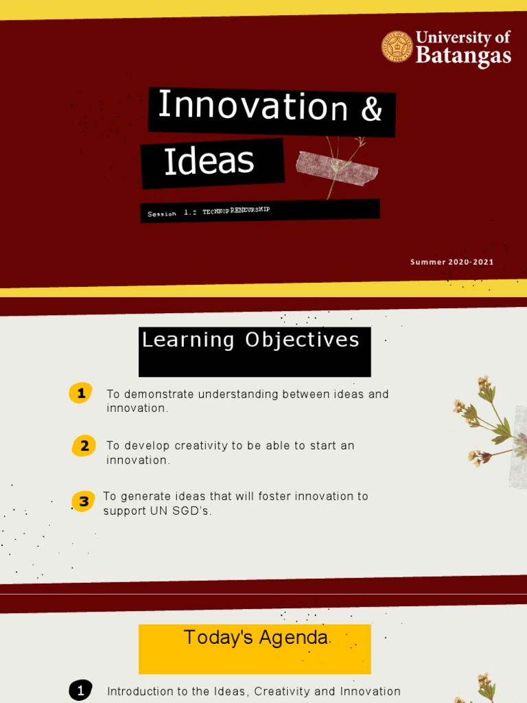 m1 Lesson 2 Innovation and Ideas | PDF | Creativity | Brainstorming